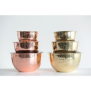 Creative Co-Op Hammered Stainless Steel Bowls in Copper Finish (Set of 3 Sizes)