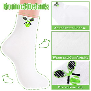 Sintege 10 Pairs Tennis Socks Women Novelty Tennis Ankle Socks White Tennis Crew Socks Tennis Accessories for Women Tennis Lovers Gifts