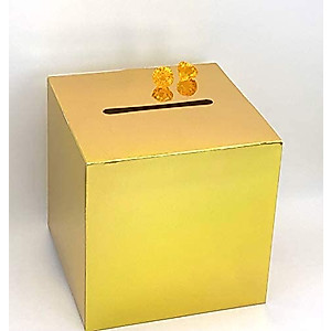 Adorox Wishing Well Wedding Money Box Memory Cards Reception Centerpiece Box (Gold, 1PC)