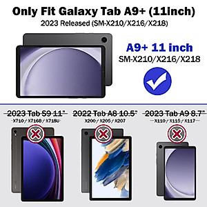Grifobes for Samsung Galaxy Tab A9 Plus 11 Inch 2023 Cases, Heavy Duty Shockproof Rugged Cover for New Samsung Tablet A9+ 11" Case (SM-X210/X216/X218) with Kickstand for Kids Men, Black