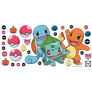 RoomMates RMK5361GM Pokémon Squirtle, Charmander, and Bulbasaur Peel and Stick Giant Wall Decals