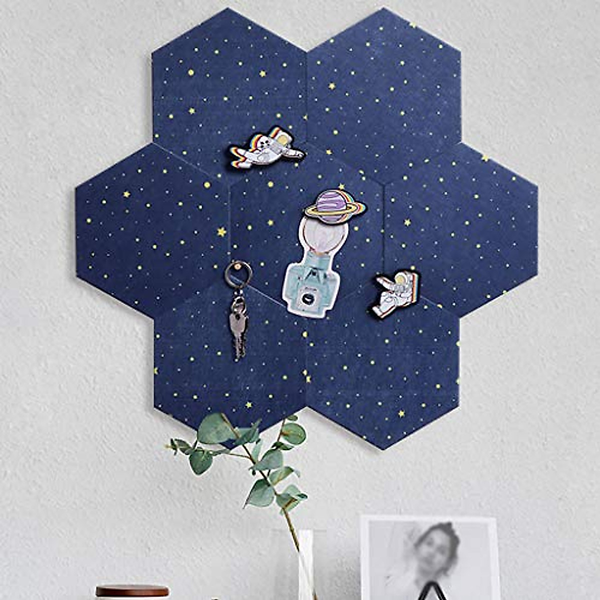 DIY Starry Felt Cork Board Message Board Photo Wall Background Wall Refrigerator Sticker, Used for Note Pictures, Photos, Home Office Classroom Decoration