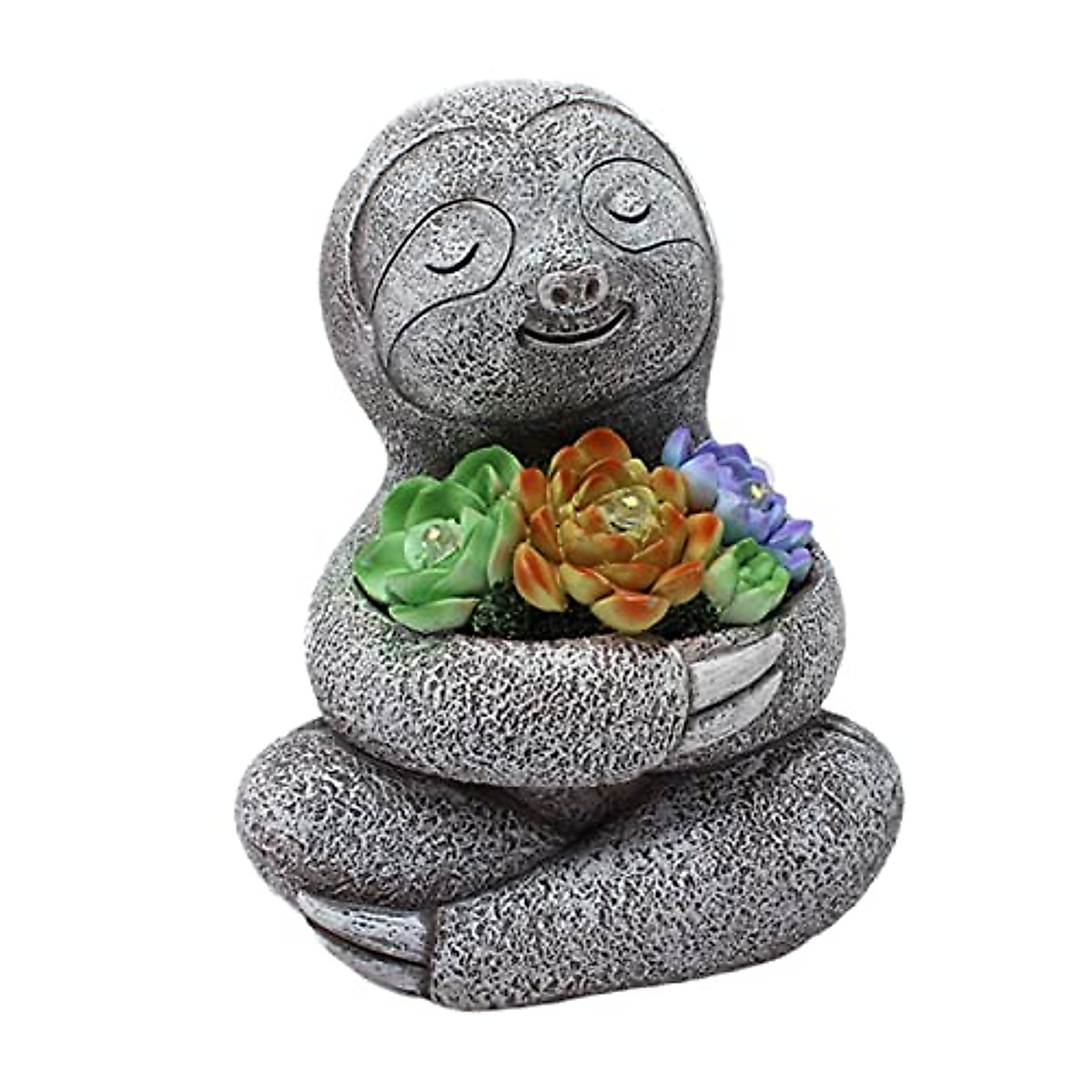 gazechimp Garden Statue Solar Lights Sloth Succulent Shape for Courtyard Patio Pathway Outdoor