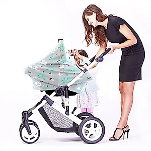 ACRABROS Car Seat Covers for Babies,Winter Autumn Spring Infant Carseat Cover Canopy for Boys and Girls,Stretchy Adjustable Peeping Window with Mesh Cover,Warm Breathable Universal, Baby Elephant