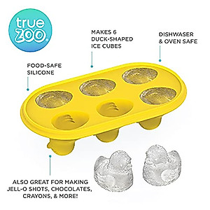 TrueZoo Quack the Ice Duck Ice Cube Tray, Novelty Animal Ice Mold, Large Ice Cube Mold, Makes 6 Ice Cubes, Duck Ice Tray, Yellow, Set of 1