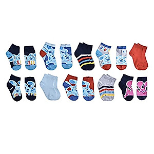 Blue’s Clues Baby Boys 10-pack Quarter Socks, Blue, 2-4T US