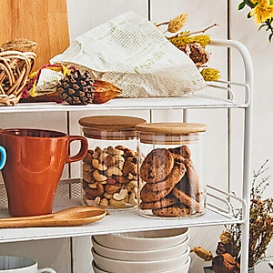 EZOWare Set of 4 Airtight Glass Storage Jars with Bamboo Lid Set, 450ml/15.2oz High Borosilicate Clear Kitchen Pantry Food Canister Container For Cereal, Pasta, Nuts, Spices, Flour, Coffee