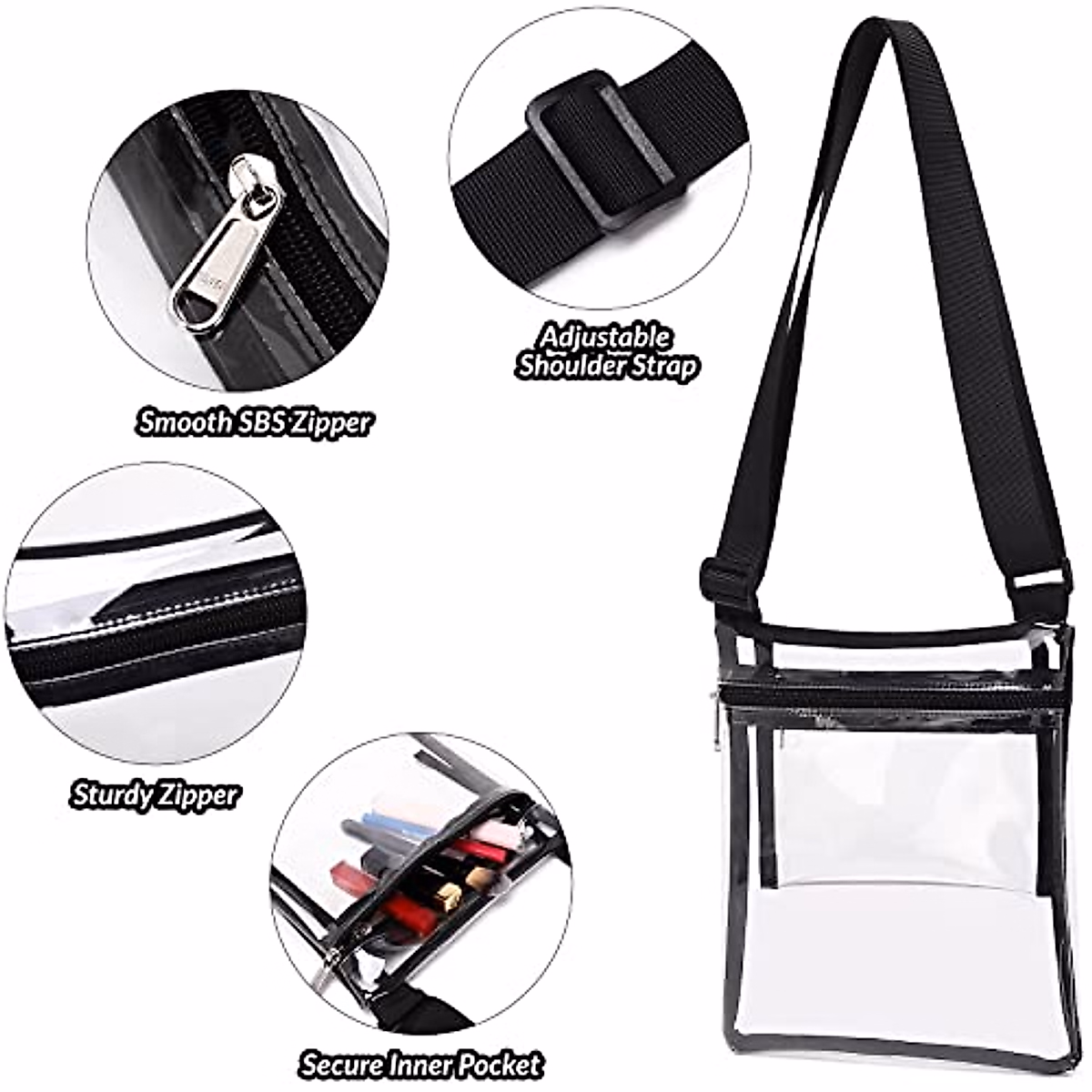 Ryushoyo Clear Crossbody Purse Bag, Stadium Approved Clear Bag with Inner Pocket for Concerts, Festivals or Sporting Events Royal Blue