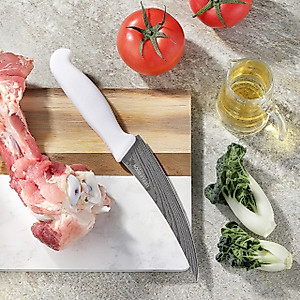 Boning Knife, Little Cook 6-inch Fillet knife, Stainless Steel Blade deboning Knife, Great for Meat Cutting, Fish, Poultry, Chicken (Dishwasher Safe, White)
