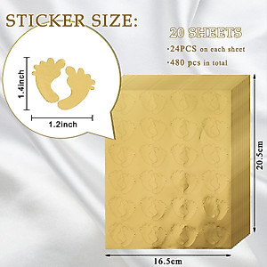 Whaline 480Pcs Gold Foil Footprint Stickers Self-Adhesive Footprint Shape Seal Stickers Gold Label Decals for Bay Shower Greeting Invitation Cards Envelope Sealing Birthday Gift Wrapping Supplies