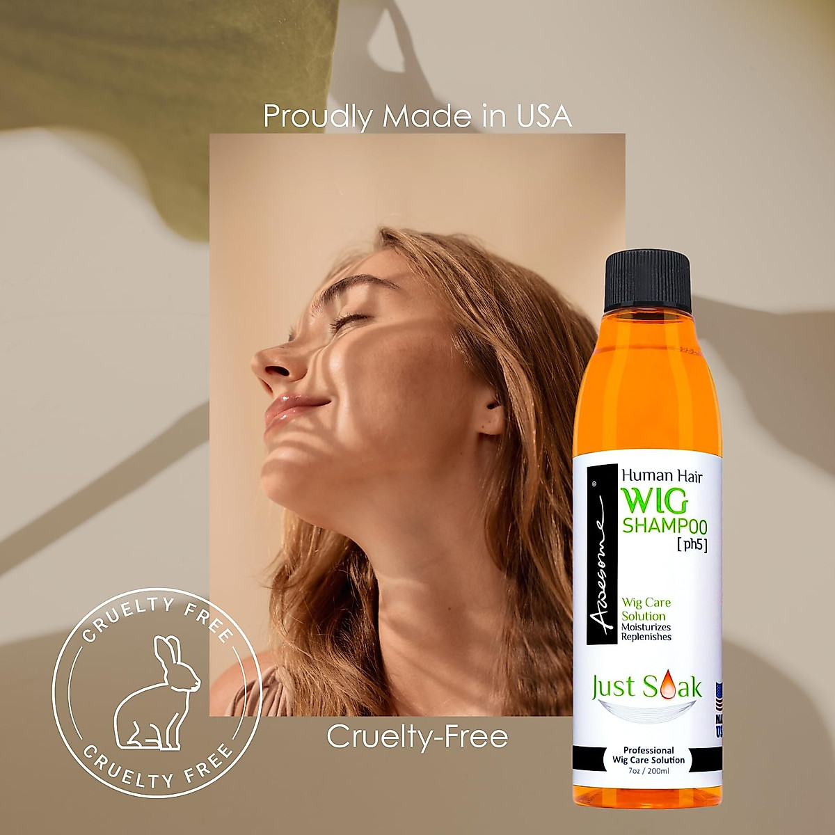 Awesome Human Hair Wig Shampoo, pH5, Wig Care Solution, Adds Body & Volume, Promotes Silkiness and Shine, Detangle Wig & Easy Combing, Provides Freshness Feeling (7 fl oz)