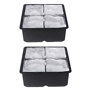 Large Ice Cube Trays Silicone (2.5-Inches) - Giant Cocktail Silicone Ice Maker, Scotch Whiskey Ice Cube, Easy Release Reusable Ice Cubes,Food Grade (Black 2 Tray)