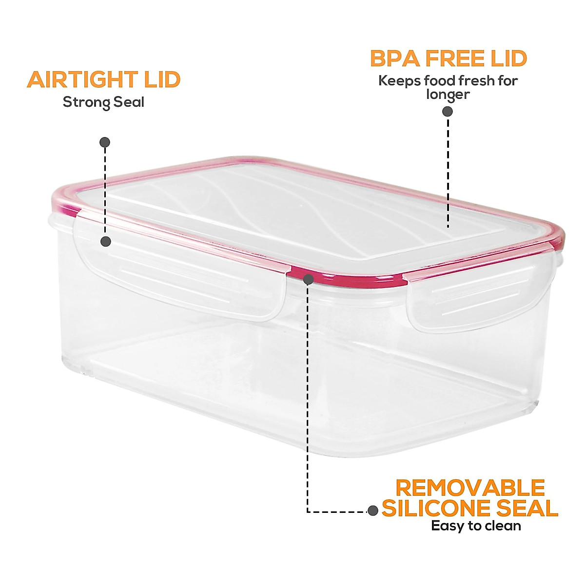 Utopia Kitchen Plastic Food Containers Set - Pack of 24 (12 Containers & 12 Snap Lids) Food Storage Containers with Airtight Lids - Reusable & Leftover Lunch Boxes - Leak Proof & Microwave Safe