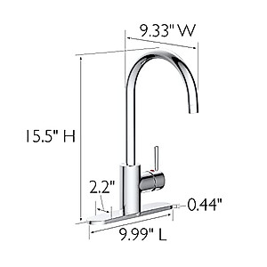 Design House 595660 Eastport II Single-Handle Kitchen Faucet in Polished Chrome, 15.5-inch