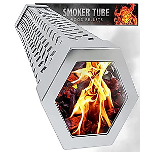 Kona Best Pellet Smoker Tube - Designed For Clean Burning Smoke, For Hours - Hot & Cold Smoking - Wood Pellets, Chips, Electric, Gas & All BBQ Grills - Heavy Duty 304 Stainless Steel - 12 Inch