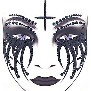 2 Pack Day Of The Dead Skull Temporary Rhinestone Temporary Face Tattoo,Face Stickers Gems Jewels for Halloween Festival Rave Party Outfit