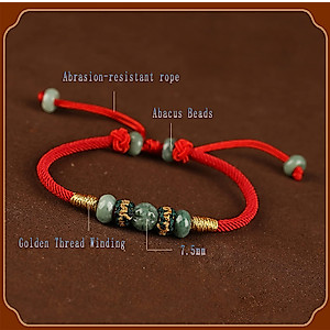Xgimas Beads Bracelet for Women Men, Adjustable Hand-Woven Cord Lucky Jade Beaded Friendship Protection Red String Bracelets for Friends Gifts