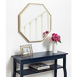 Kate and Laurel Rhodes Modern Octagon Wall Mirror, Gold 25x25 Inches
