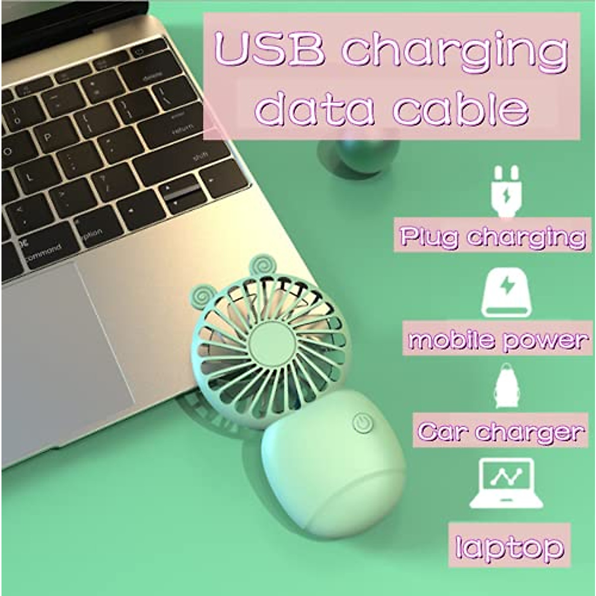 Xbgozly Handheld Fan, Personal Mini Fan With Rechargeable Battery Operated 3 Adjustable Speed, Portable Hand Held Fan For Girls Women Kids Outdoor Travelling Or Indoor Office Home (Green)