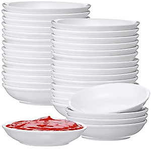 50 Pcs White Ceramic Dipping Bowls 3 oz Round Soy Sauce Dish and Bowls Small Porcelain Dipping Sauce Bowls Set for Ketchup Sushi Soy Sauce BBQ Sauce Serving Bowl Set and Party Dinner Supplies