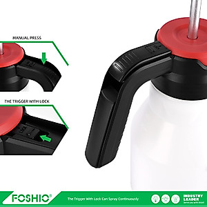 FOSHIO 0.4 Gallon Garden Pump Sprayer, 1.5L Portable Hand Pump Pressure Water Spray Bottles with Adjustable Nozzle Trigger Lock Sprayer for Home, Lawn and Car Detailing