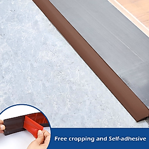 3.3Ft Self-Adhesive Floor Transition Strip, 1/2''~3/5'' Height Carpet to Tile Floor Divider Strip Reducer Peel and Stick Floor Edging Trim Strip Doorway Threshold Cover for Laminate Floor Mat (Coffee)
