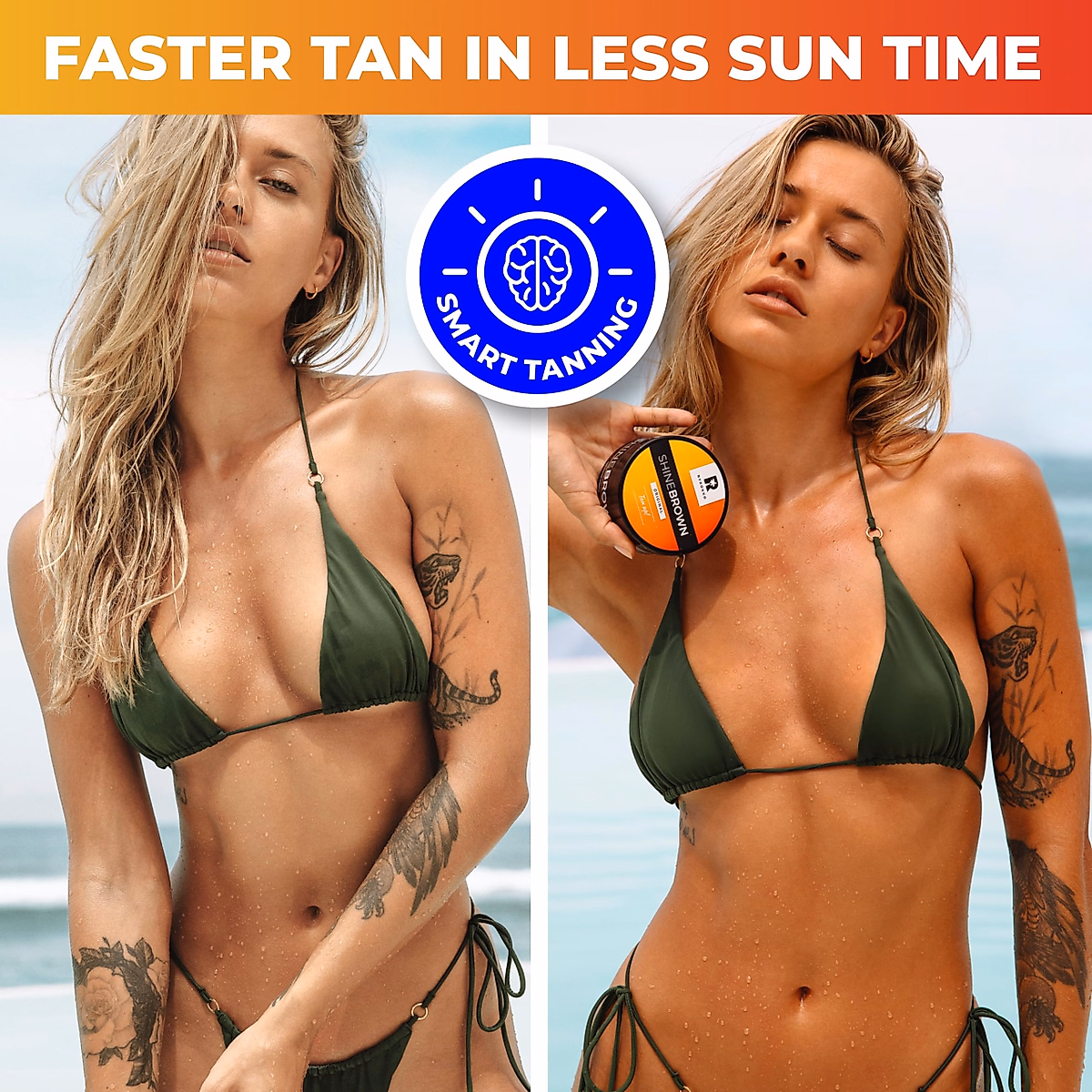 BYROKKO Shine Brown Tanning Oil 7.1 Fl Oz, Tan Accelerator Cream, Use it as Indoor Tanning Lotion for Tanning Beds or Outdoor Sun, Faster Tanning with Premium Natural Ingredients