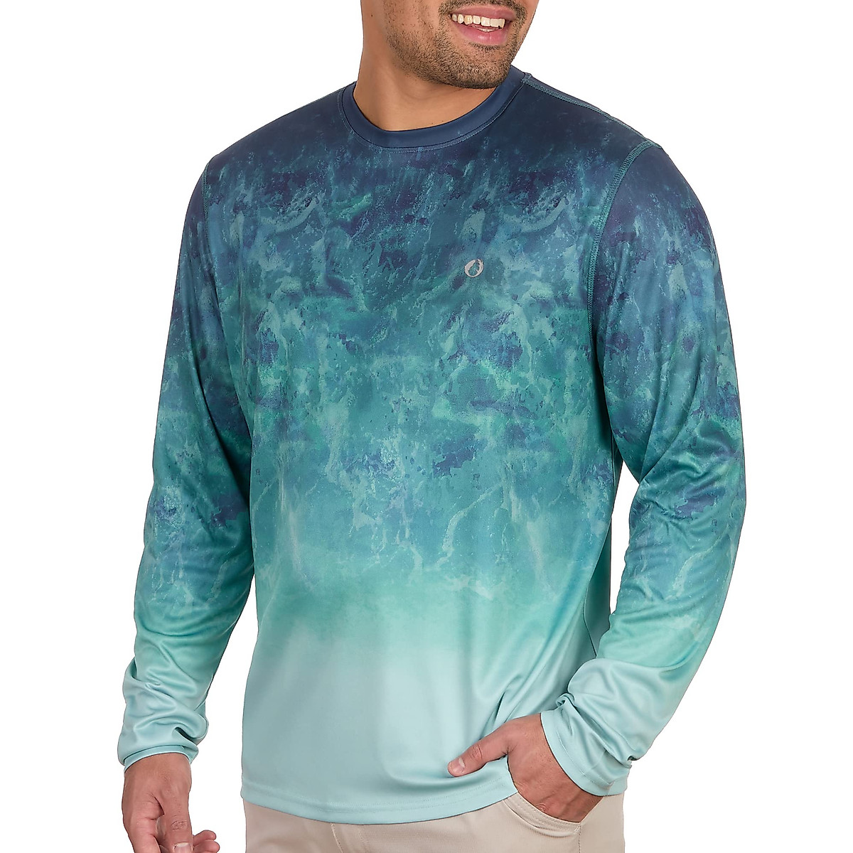 The American Outdoorsman Men's Lightweight UPF 50+ UV Sun Protection Outdoor Long Sleeve Quick Dry Graphic Shirt (Open Sea, XXL)