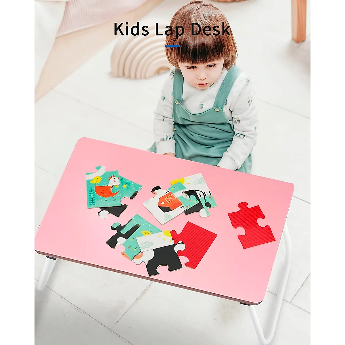 Ruxury Folding Lap Desk Laptop Stand Bed Desk Table Tray, Breakfast Serving Tray, Portable & Lightweight Mini Table for Sofa Couch Floor - Pink