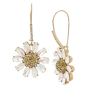 Betsey Johnson Pave Daisy Flower Dangle Earrings