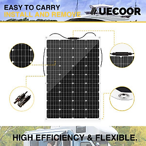 AUECOOR Solar Wind Hybrid System: 400W Wind Turbine Generator+ 120W Flexible Monocrystalline Solar Panel for Off Grid 12V Battery Charging