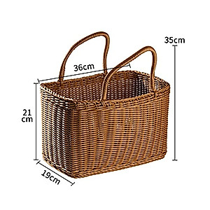 VOSAREA Plastic Organizer Storage Baskets with Handles Woven Storage Basket Grocery Shopping Basket Carry Shower Bins for Fruit Vegetables Toy Organization