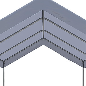 Outsunny 10' x 20' Party Tent and Carport, Height Adjustable Portable Garage, Outdoor Canopy Tent 8 Legs Without Sidewalls for Car, Truck, Boat, Motorcycle, Bike, Garden Tools, Gray