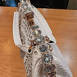 Shirt Luv Diamond Handbags for Women Purses Hobo Tote Bag Crossbody Bag genuine Leather Fashion Top Handle Satchel Evening Bags (White 3)