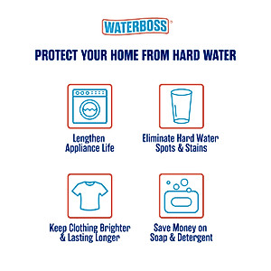 WaterBoss Water Softener System for Whole Home (36,400 Grain) - Filters Iron, Calcium, Ferrous Iron, Dirt and Sediment - Whole House Softening Using Less Salt - Model 900