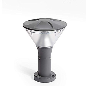 ZMY Modern Simple Grey Waterproof Pillar Light Outdoor LED Anti-Rust Aluminum Post Lighting PC Lawn Garden Home Column Lantern Villa Decorative Pathway Fixture E27 Edison