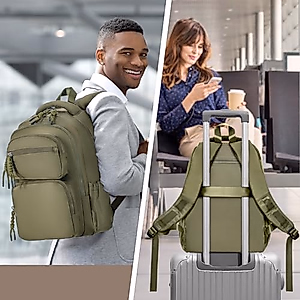 AUGUST 18 Casual Laptop Backpack, 14 inch Laptop Travel Backpack for Women, Water Resistant Casual Bag for Work Travel Commute, Army Green
