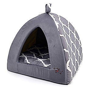 Pet Tent-Soft Bed for Dog and Cat by Best Pet Supplies - Gray Lattice, 16" x 16" x H:14"