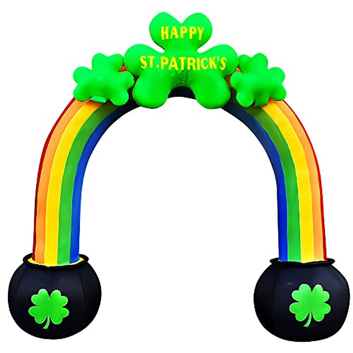 SEASONBLOW 10 Ft Tall St Patrick Inflatable Rainbow Arch Shamrocks Archway with LED Light Build-in Cauldron Pot of Gold Decoration for Home Yard Lawn Garden Indoor Outdoor