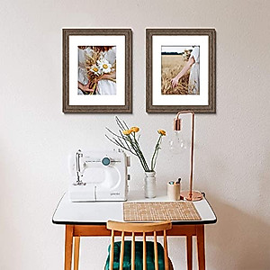 Golden State Art, 16x20 Picture Frame - Displays 11x14 Photo with Mat or 16x20 Without Mat, Wide Moulding Solid Wood Frame for Wall Display, Distressed Brown