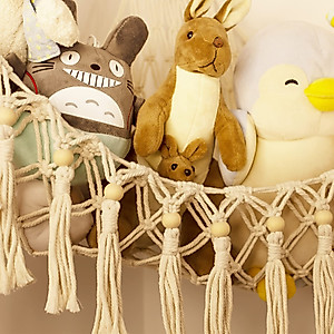 TCGPRO Stuffed Animal Storage - Stuffed Animal Hammock Corner - Cute Stuff Animals Holder Plushie Net Hanging Organizers, Baby Room Bedroom Nursery Decor Kids Girls Toddler Boho