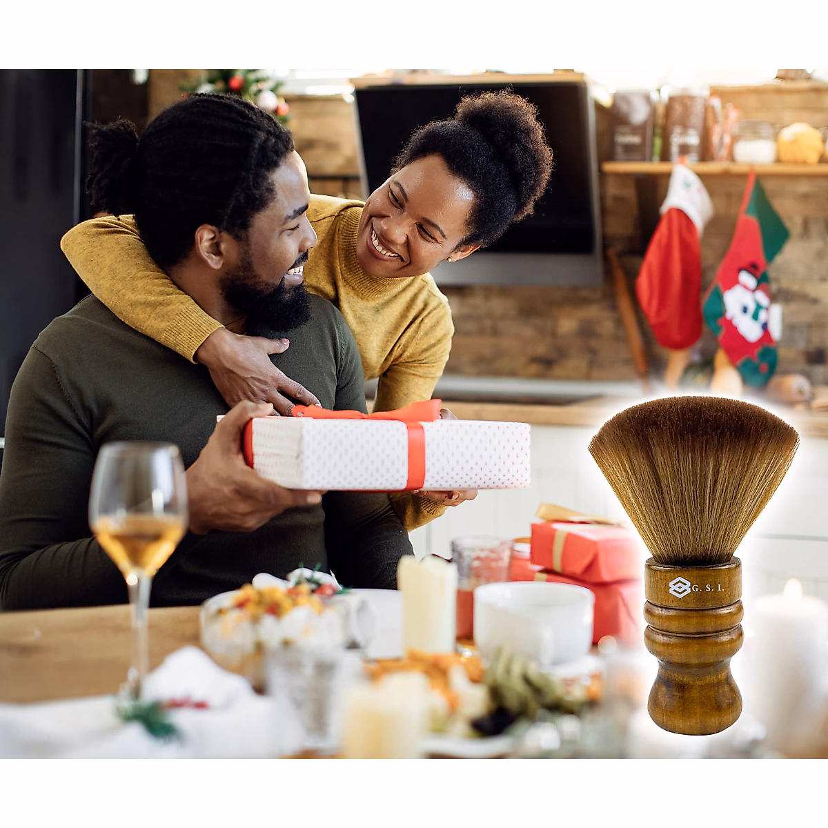 G. S. I. Professional Neck Hair Duster | Barber Brush | Barber Supplies | Professional Barber Accessories | Hair Styling Tools | Brown Hair Brush | Single Pack 14 x 4.5 cm