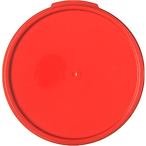 Carlisle FoodService Products Storplus Round Food Storage Container Lid with Stackable Design for Catering, Buffets, Restaurants, Polypropylene (Pp), 6 To 8 Quarts, Red