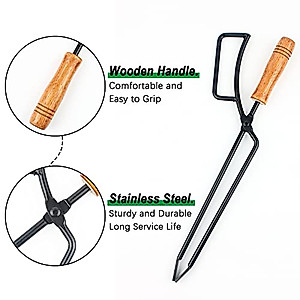 Gvtufeil Fire Pit Tongs,16.7 Inch Portable fire pit Tools, Heavy Duty Metal Outdoor/Indoor Firewood Tongs, fire pit accessories for Wood-Burning Fire Pit/Campfire BBQ Fireplace-Gripping Grabber Tool