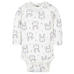 Gerber Baby Girls' 6-Pack Long-Sleeve Onesies Bodysuits, Princess Pink, 0-3 Months