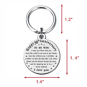 TANWIH 30th Wedding Anniversary Keychain Gifts for Wife, Best Wife Since 1994, 30 Year Anniversary Decoration for Women