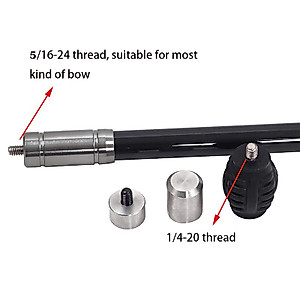 HNZMDY 3-30 Inch Archery Carbon Fiber Bow Stabilizer Balance Bar Rod Shock Absorber Damping System with Stabilizer Weight for Recurve Compound Bow (Grey, 12 inch)