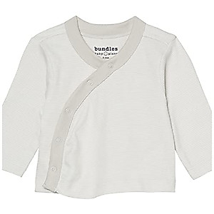 The Children's Place Unisex Baby Newborn Take Me Home Set, 100% Cotton, Long Sleeve, Side Snap Kimono Top and Pants 2-Pack, Lunar Rock | Teeny Stripe_Lunar Rock, 0-3 Months