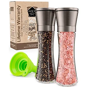 HOME EC Original Gun Metal Bronze Salt and Pepper Grinder Set - Adjustable GM Bronze Salt Grinder & Black Pepper Grinder - Salt and Pepper Shakers set Pepper Mill & Salt Mill