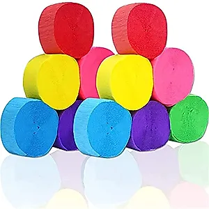 Coceca 12 Rolls Streamers Crepe Paper in 6 Colors for Rainbow Party Wedding Birthday Ceremony Festivals Decoration